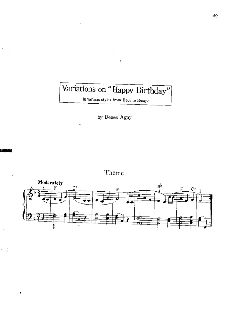 Agay Denes - Variations On Happy Birthday | PDF