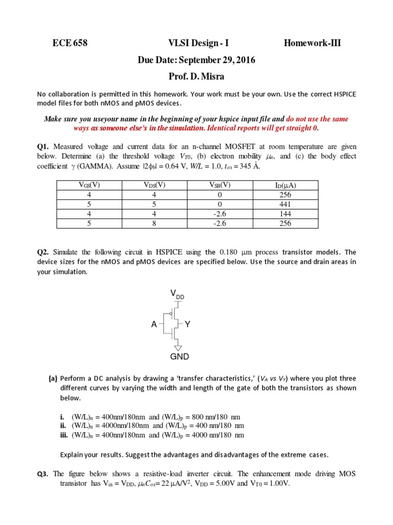 ECE 658 VLSI Design - I Homework-III Due Date: September 29, 2016 Prof ...