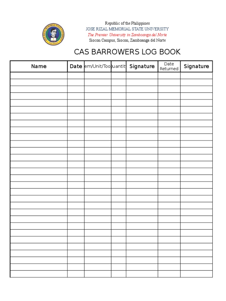 Cas Barrowers Log Book: Name Date Signature Signature | PDF