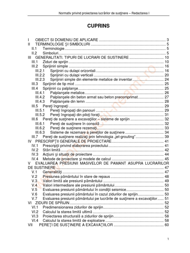 Normativ Lucrari Sustinere Ziduri Sprijin PDF | PDF