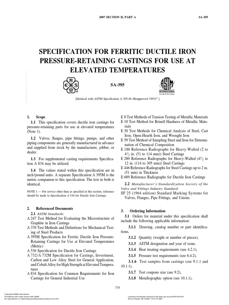 Asme Section II A Sa 395 PDF | PDF | Casting (Metalworking) | Pipe ...