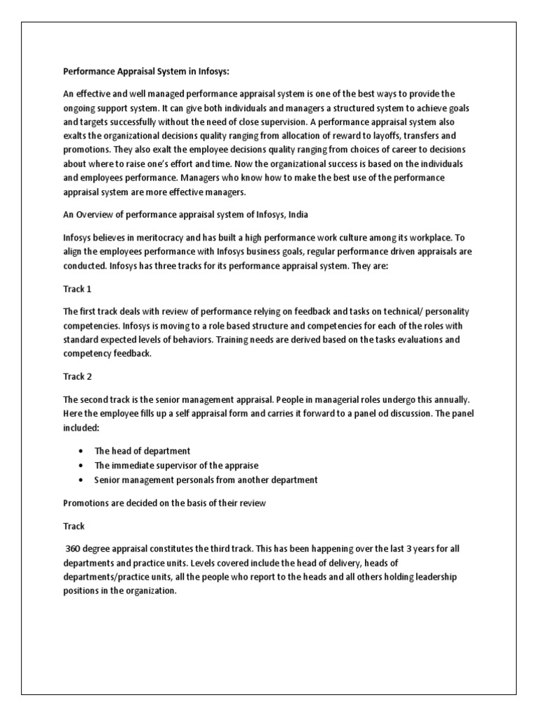 Performance Appraisal System in Infosys | PDF | Career & Growth