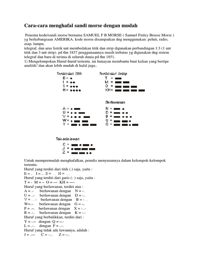 Cara Menghafal Sandi Morse Dengan Mudah | PDF | Seni