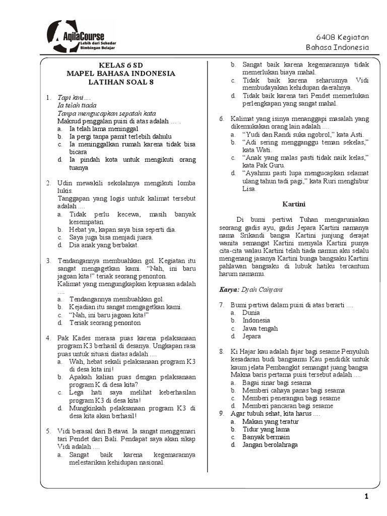 Modul Bimbel Kelas 6 KTSP 6408 B. Indonesia | PDF