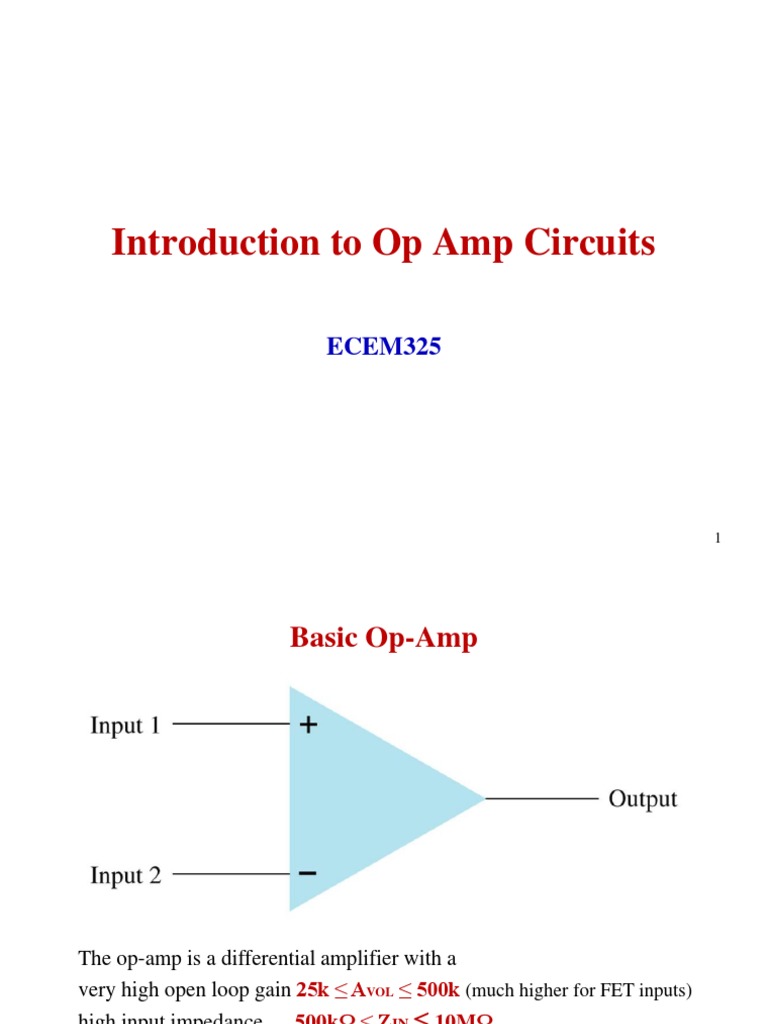 Introduction To Op Amp Circuits: ECEM325 | Download Free PDF ...