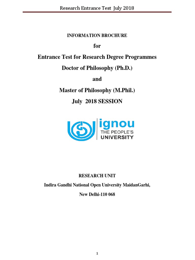 IGNOU PHD Information Brochure | PDF | Chemical Reactions | Spectroscopy