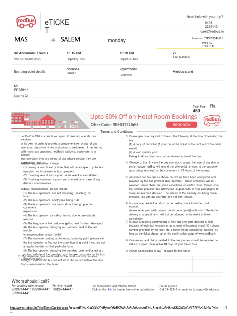 Ticket Redbus | Download Free PDF | Ticket (Admission) | Bus