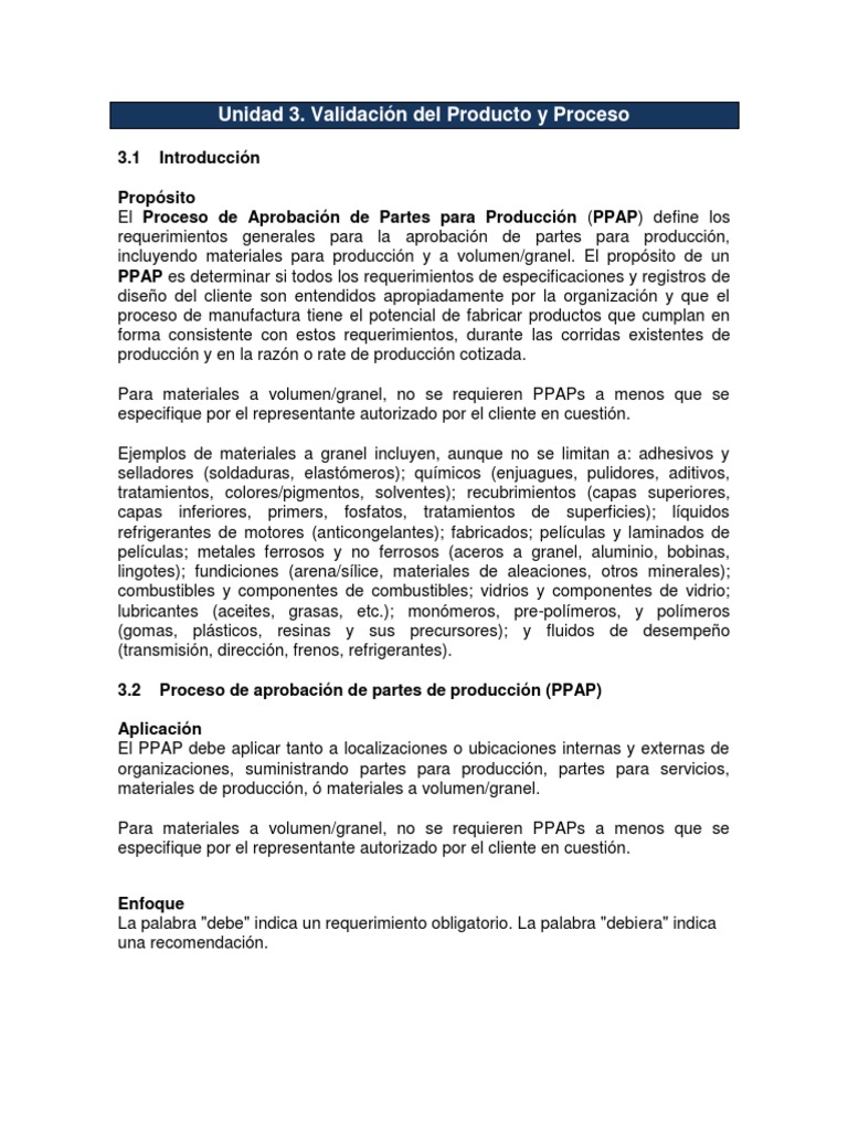 Proceso PPAP: Aprobación de Partes | PDF | Calidad (comercial) | Diseño