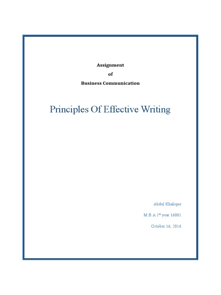 Principles of Effective Writing: Assignment of Business Communication ...