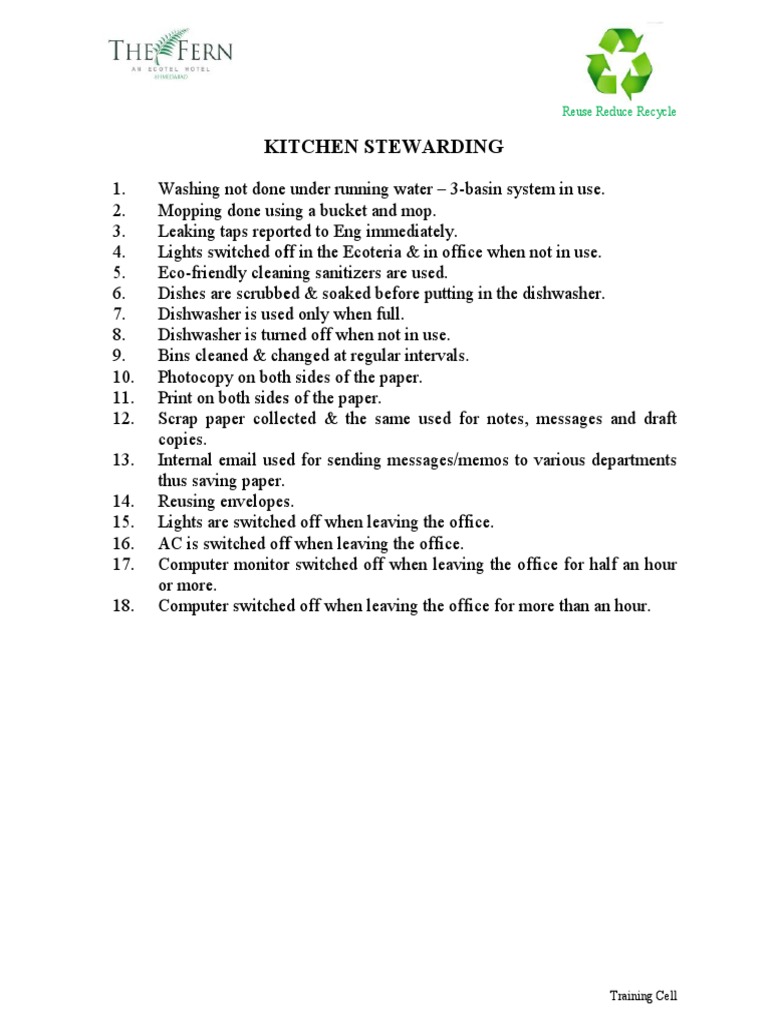 5 Kitchen Stewarding | PDF | Dishwasher | Waste Management