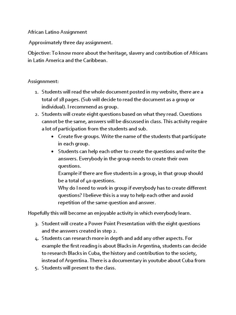 African Latino Assignment | PDF | Microsoft Power Point