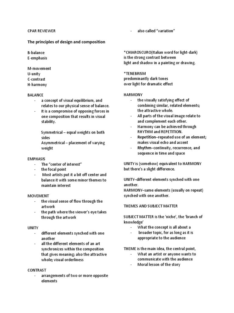Cpar Reviewer | PDF | Drawing | Paintings