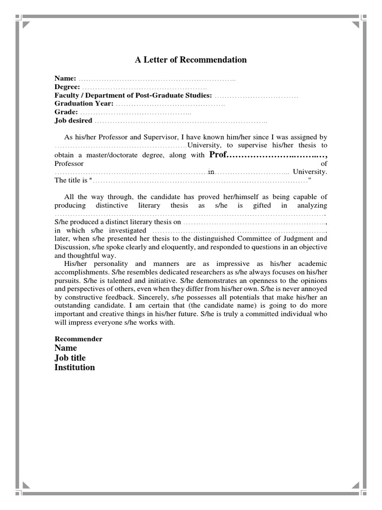 Recommendation Sample | PDF