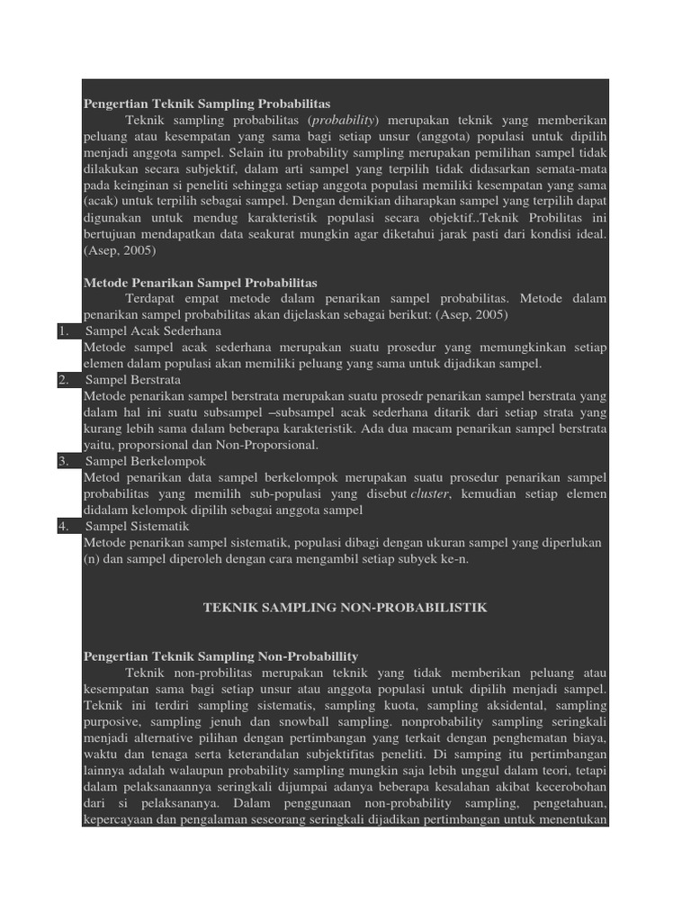 Teknik Sampling Probabilitas dan Metodenya | PDF | Komputer