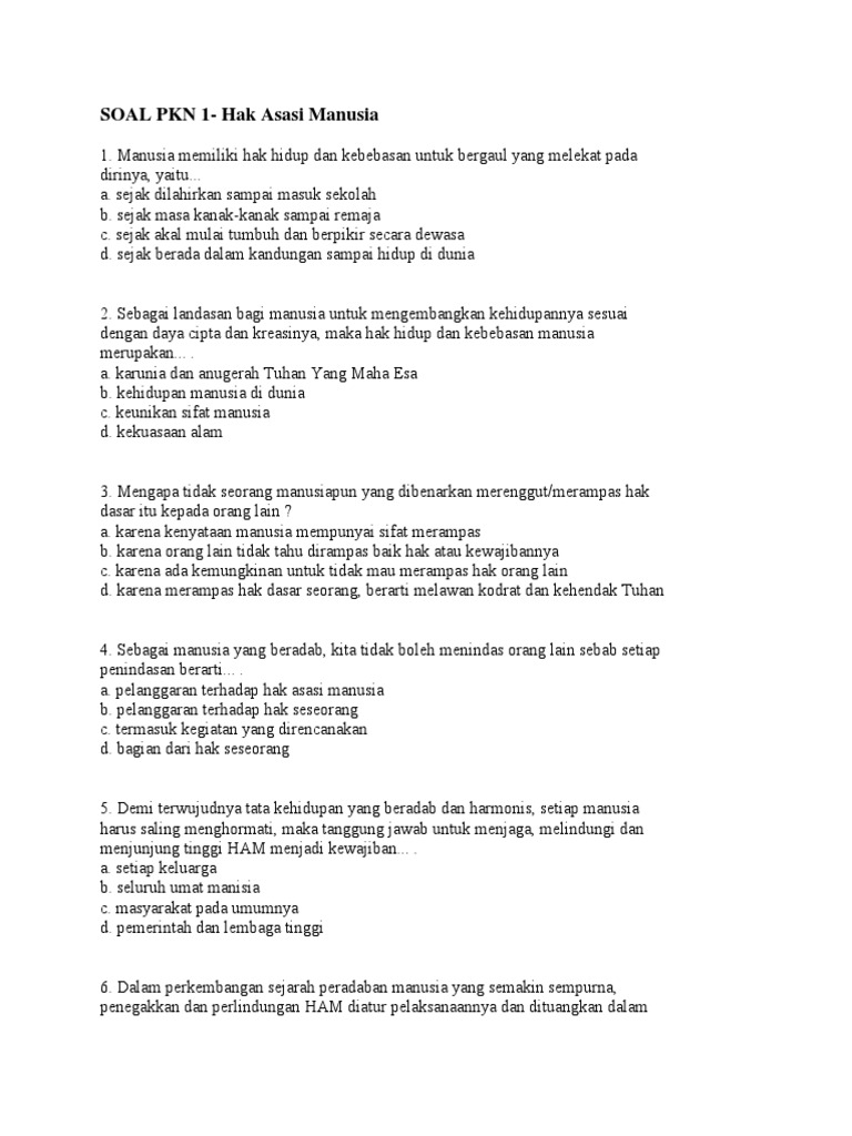 Soal PKN 8 Ham | PDF