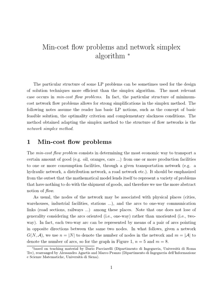 Min-Cost Flow Problems and Network Simplex Algorithm | PDF | Matrix (Mathematics) | Linear ...