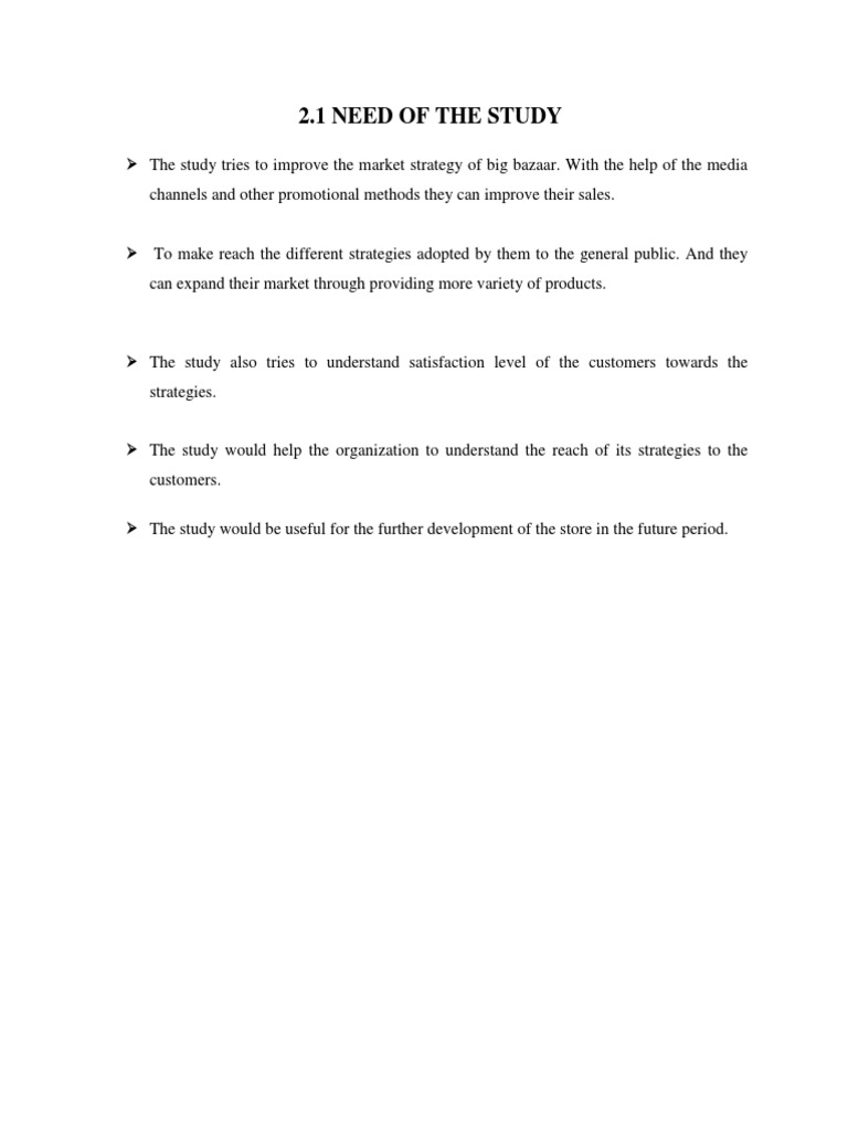 2.1 Need of The Study | PDF