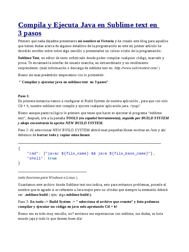 Compila Java en Sublime Text Fácilmente | PDF | Informática | Tecnología