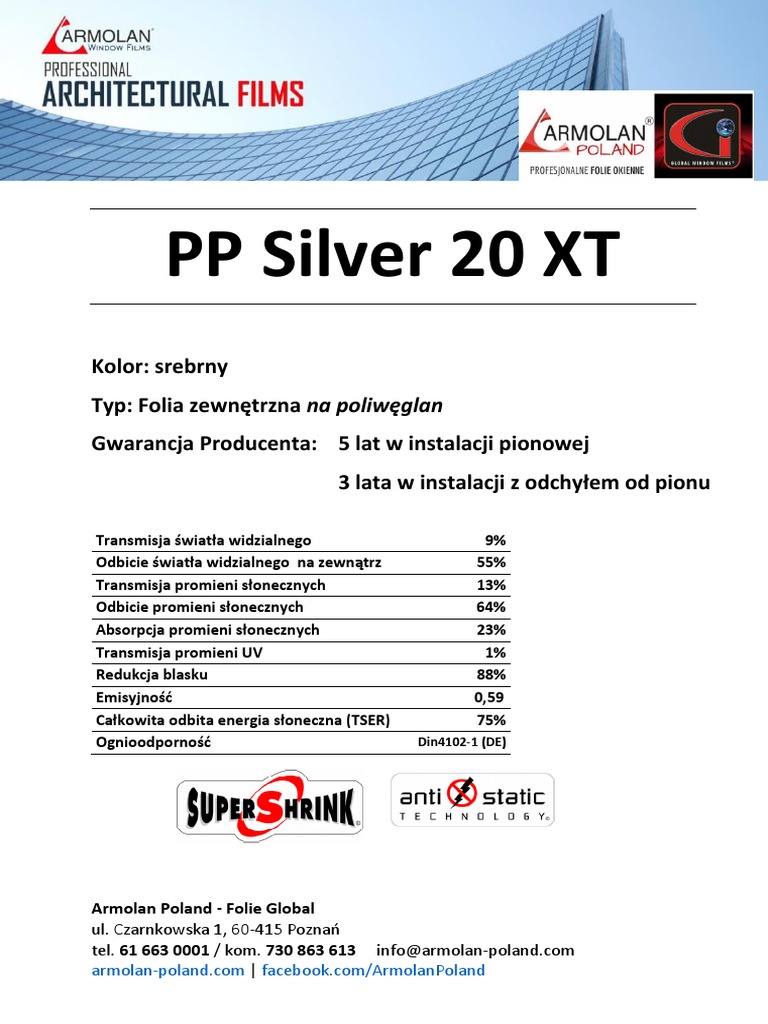PP Silver 20 XT - Karta Produktu | PDF