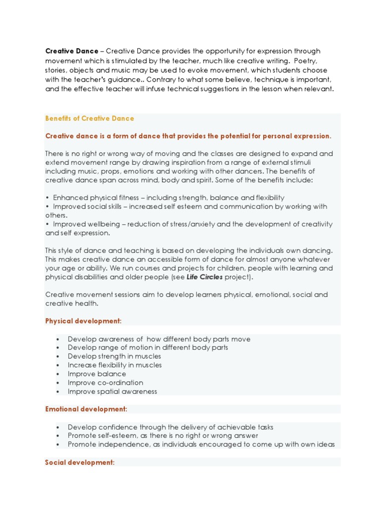 Creative Dance | PDF | Ballroom Dance | Dances