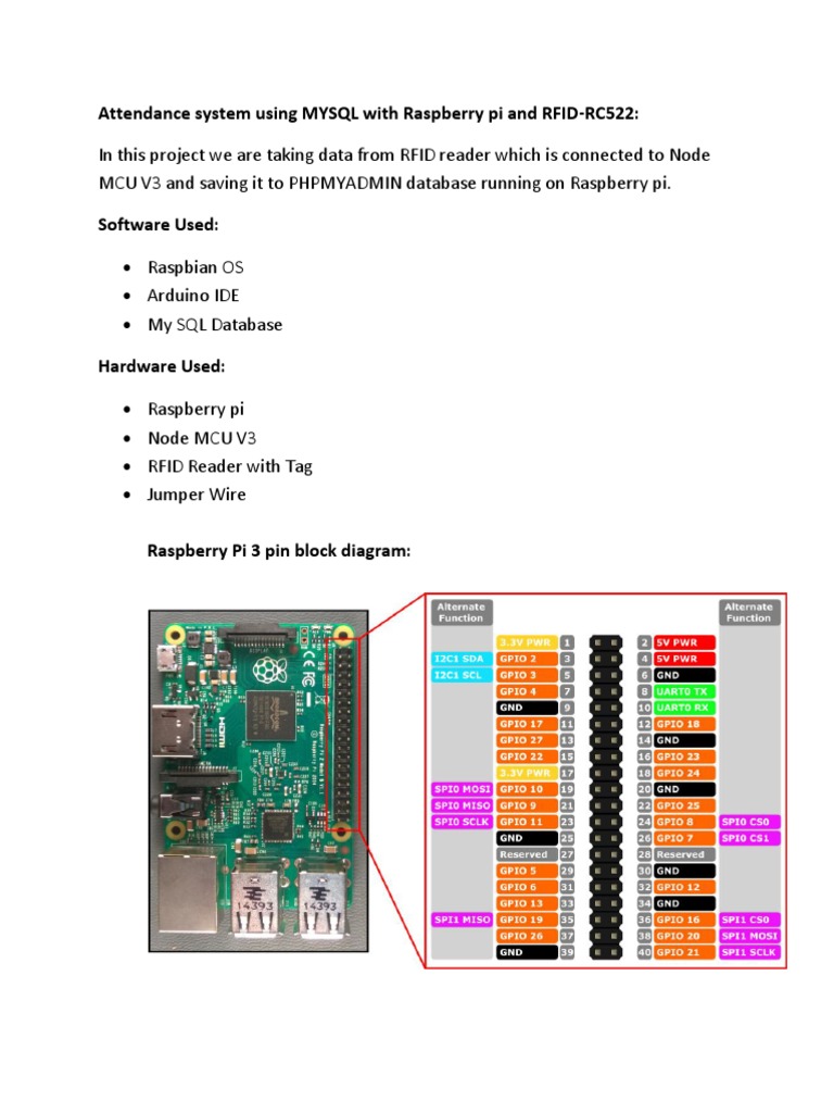 Attendance System Using MYSQL With Raspberry Pi and RFID-RC522 | PDF
