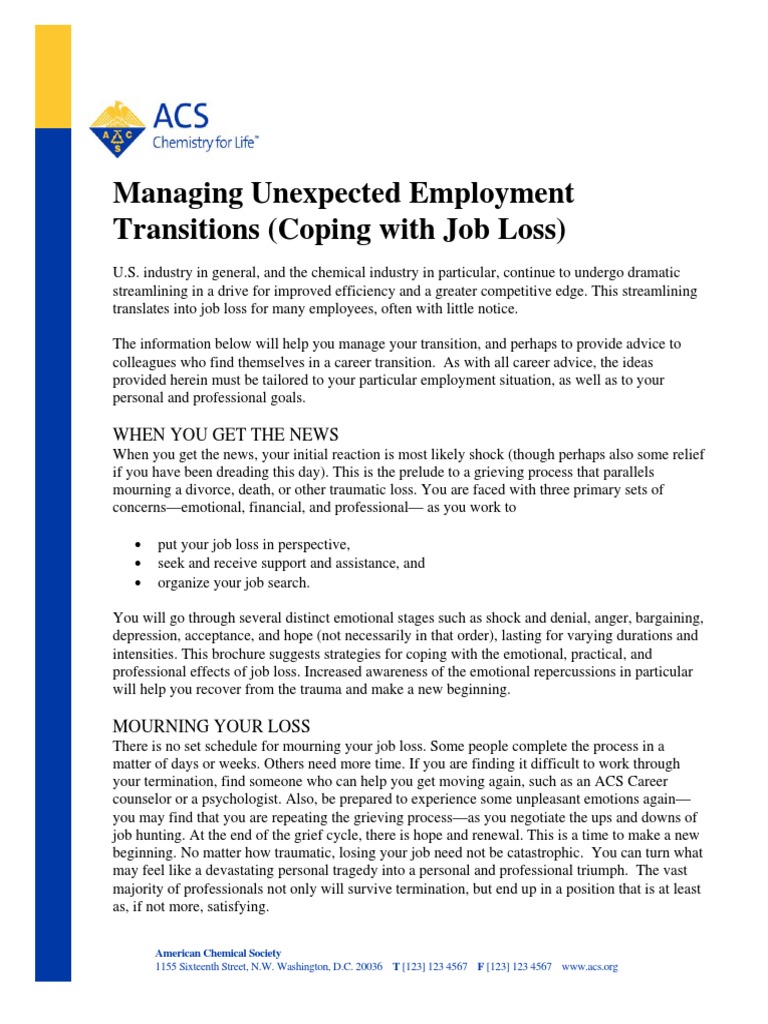 Coping With Job Loss | PDF | Grief | Employment