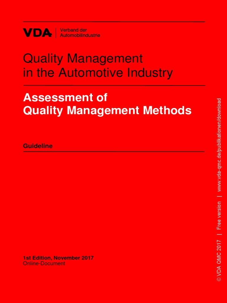 VDA Volume Assessment of Quality Management Methods Guideline 1st ...