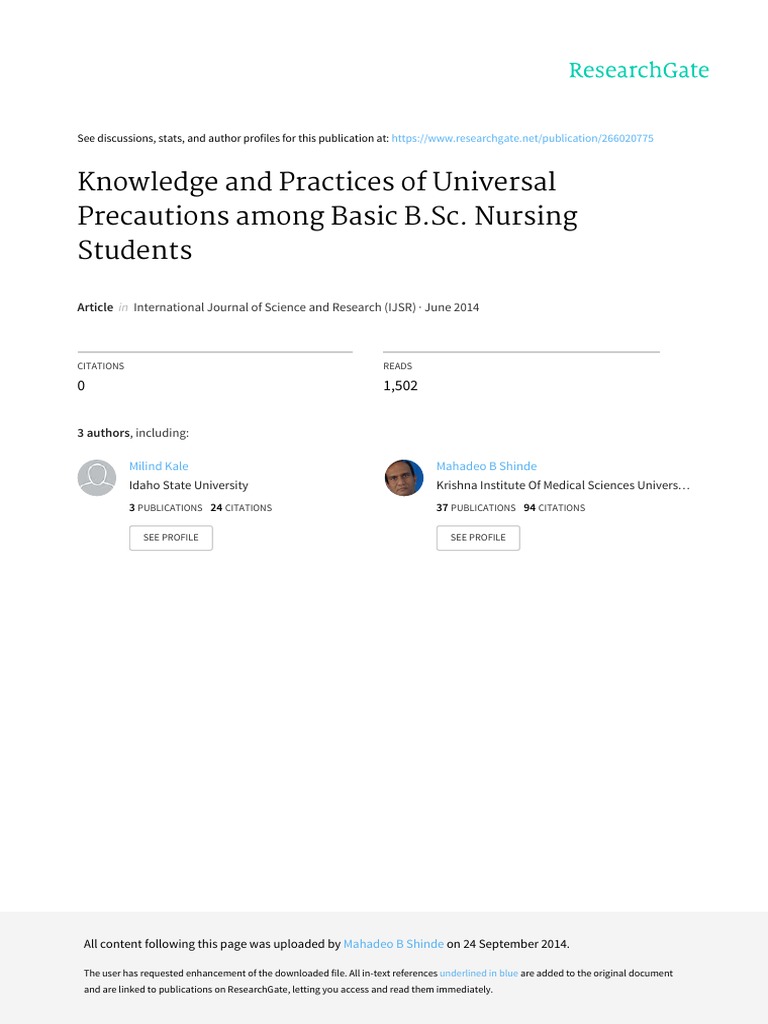 13.knowledge and Practices of Universal Precautions Among Basic B. Sc ...