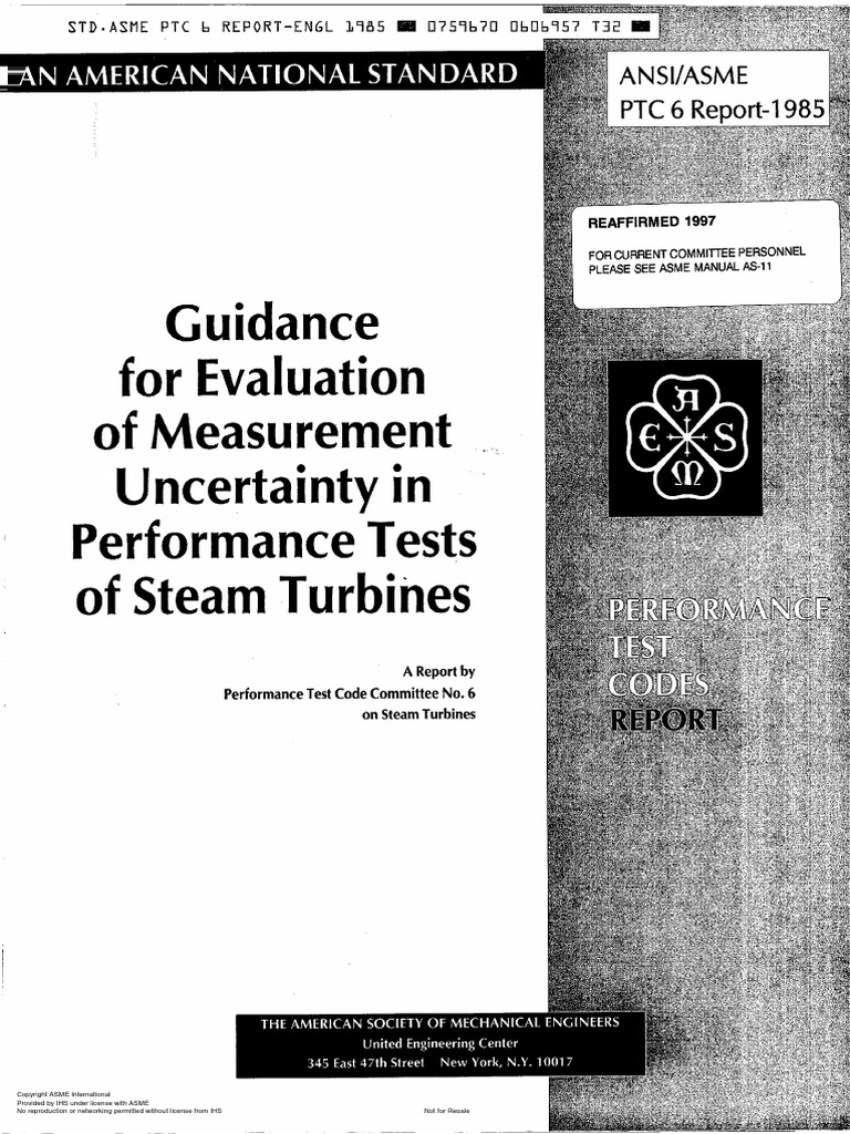 Asme PTC 6 Report - 1997 PDF | PDF | Calibration | Accuracy And Precision