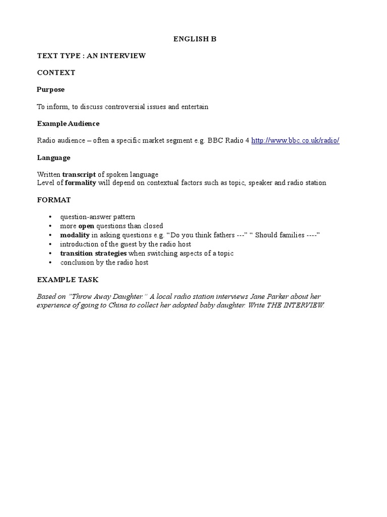 Text Type Interview | PDF