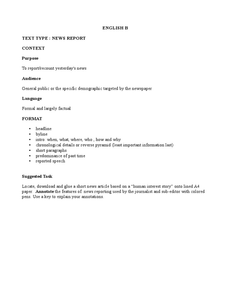 Text Type - News Report | PDF