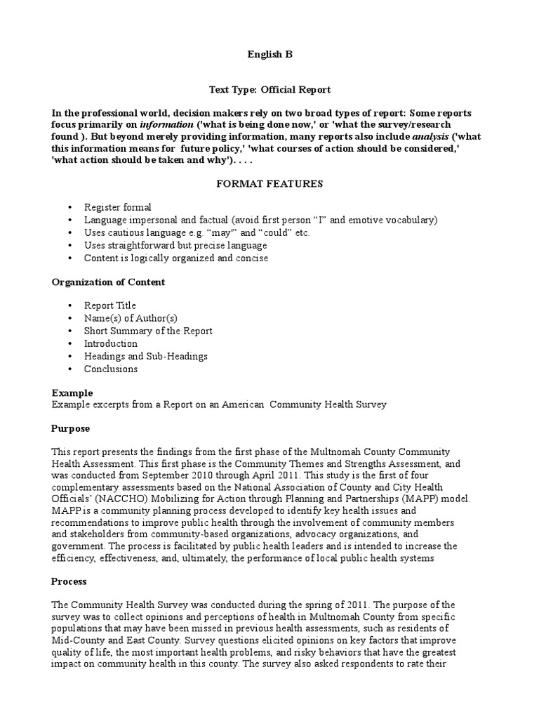 Text Type - Official Report | PDF | Survey Methodology | Public Health