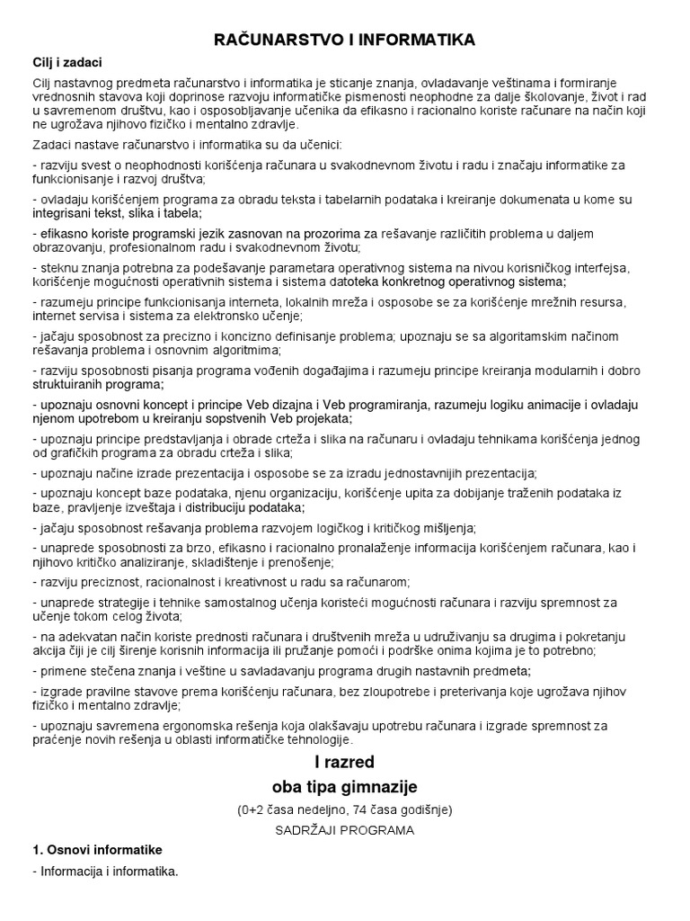 Računarstvo I Informatika | PDF