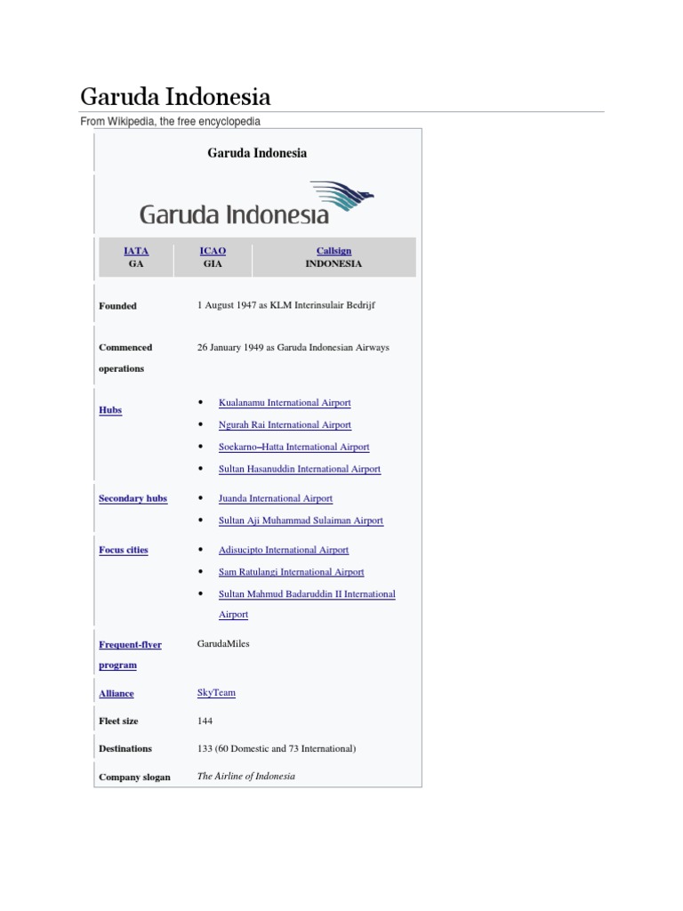 Garuda Indonesia | PDF | Airlines | Aircraft