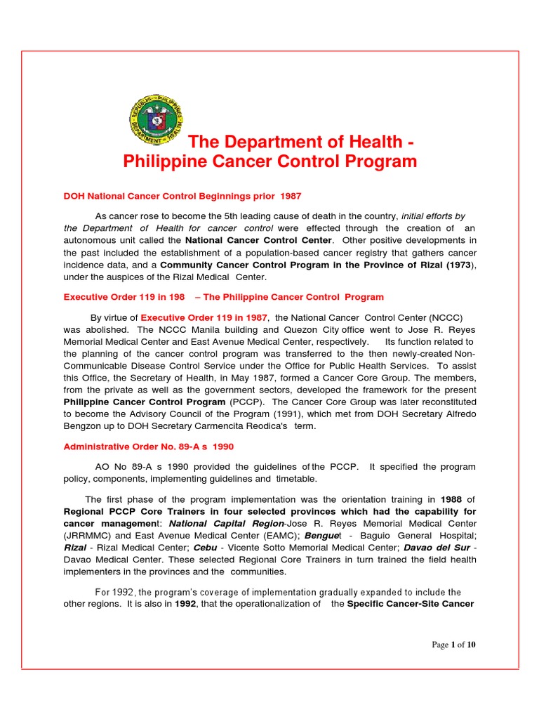 The Philippine Cancer Control Program | PDF | Preventive Healthcare ...