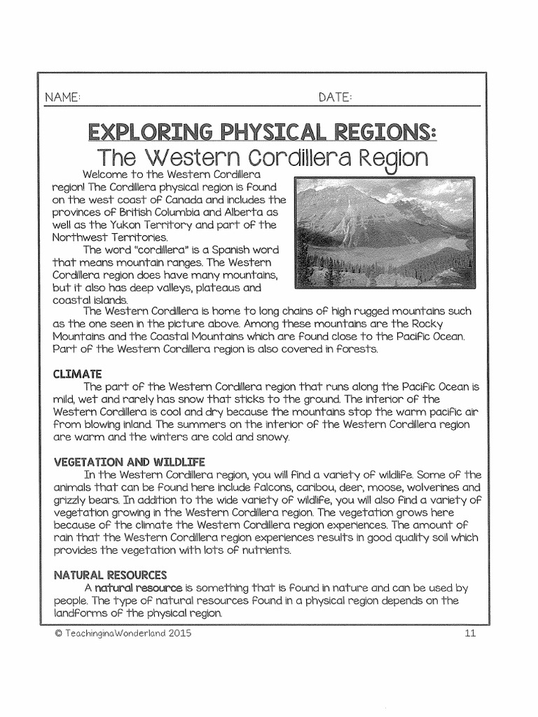 Exploring Physical Regions The Western Cordillera Region | PDF