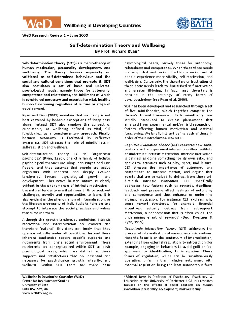 Self Determination | PDF | Motivation | Motivational