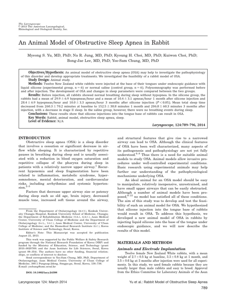 Animal Research Sleep Apnea | PDF | Sleep Apnea | Sleep