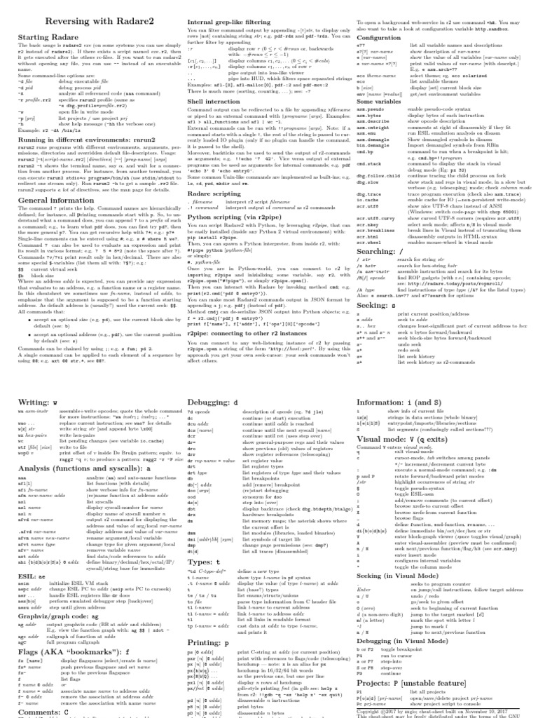 r2 Cheatsheet | PDF | Command Line Interface | Portable Document Format