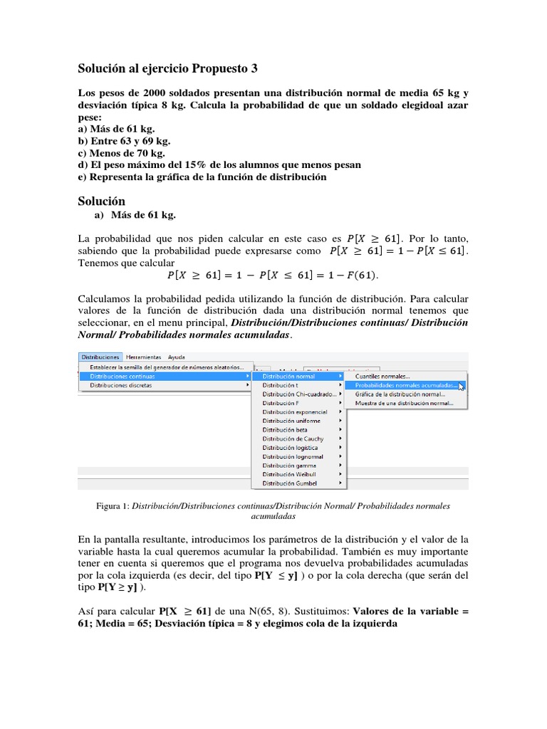 Solución Al Ejercicio Propuesto 3 | PDF | Distribución de probabilidad | Distribución normal