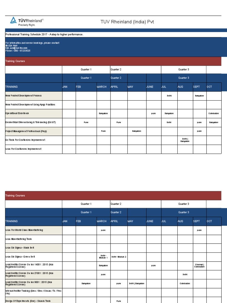 Tuv Rheinland Training Schedule 2017 | Download Free PDF | Supply Chain ...