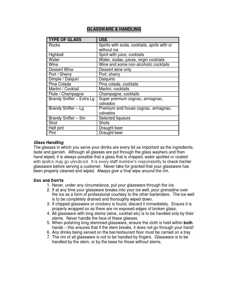 Bar Manual | PDF | Brewing | Beer
