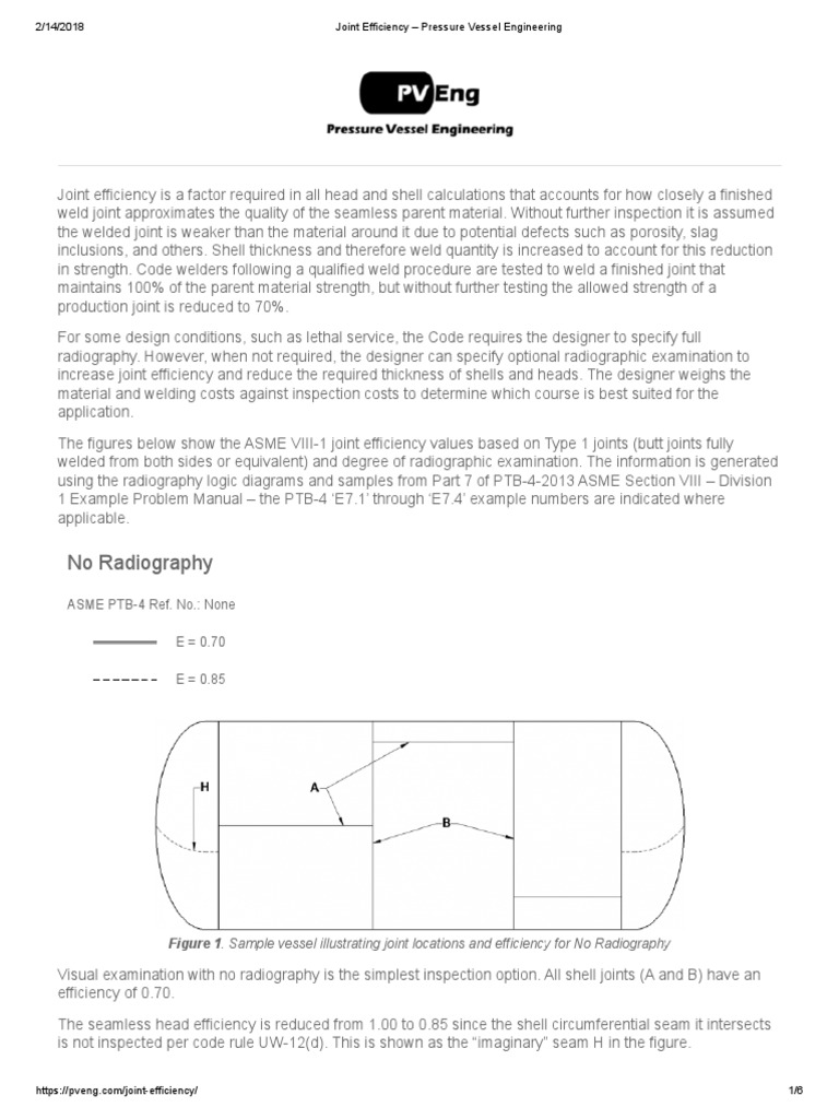 Joint Efficiency – Pressure Vessel Engineering | Welding | Engineering
