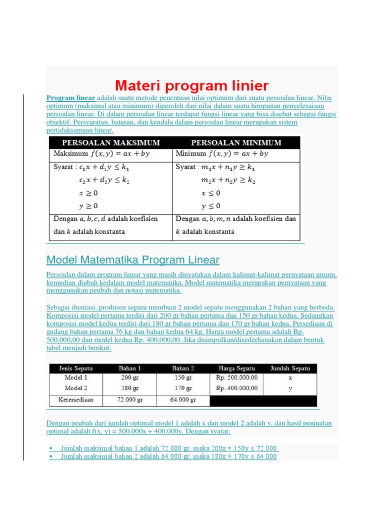 Materi Program Linier | PDF