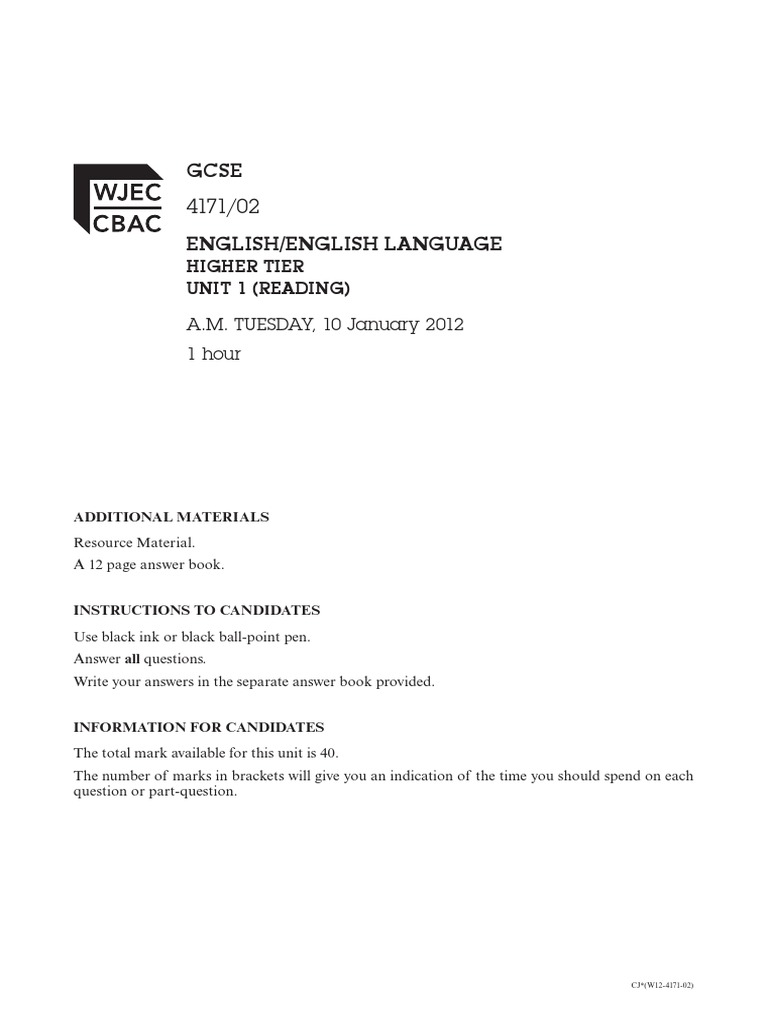 English Language Unit 1 Jan 2012 | PDF | Land Transport | Road Transport