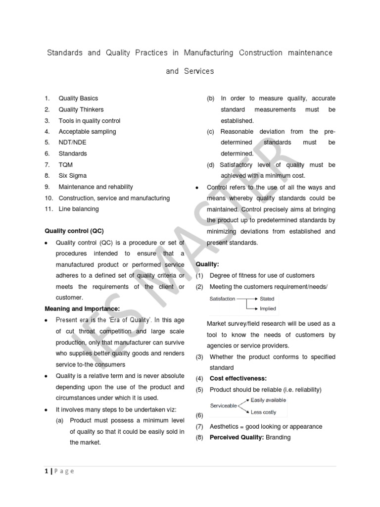 Standards and Quality Practices in Manufacturing Construction ...