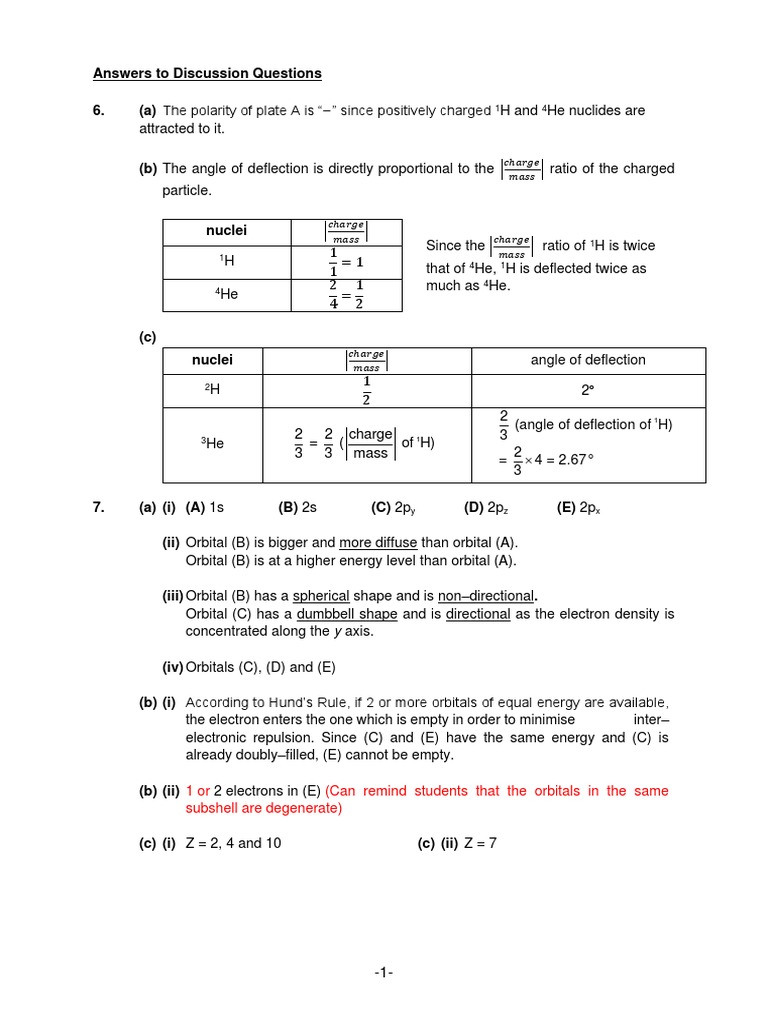 Tutorial 2 Atomic Structure Answers | PDF | Atomic Orbital | Ion