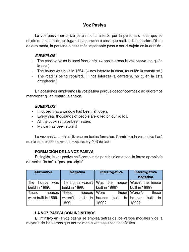 Voz Pasiva | PDF | Morfología Lingüística | Tipología Lingüística