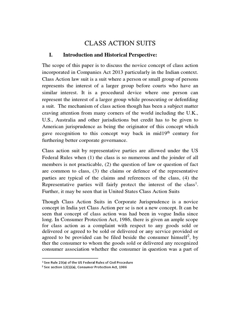 Class Action Suits in India: Overview and Impact | PDF | Class Action ...