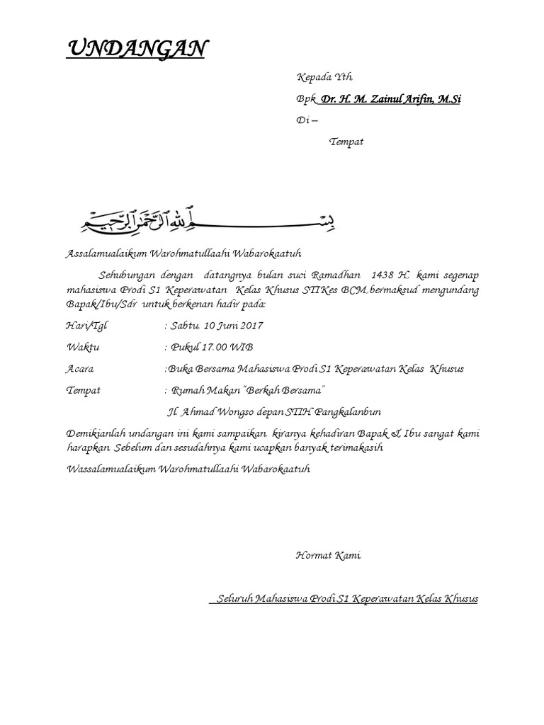 Contoh UNDANGAN BUKBER | PDF